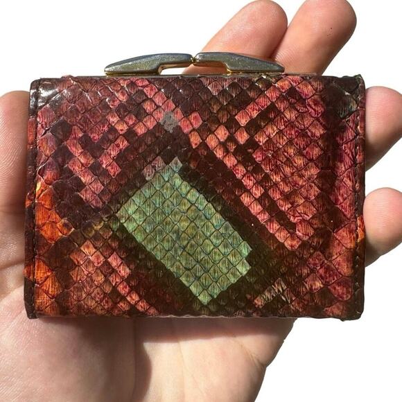 Bosca | Bags | Vintage Bosca Genuine Python Rainbow Colored Wallet ...